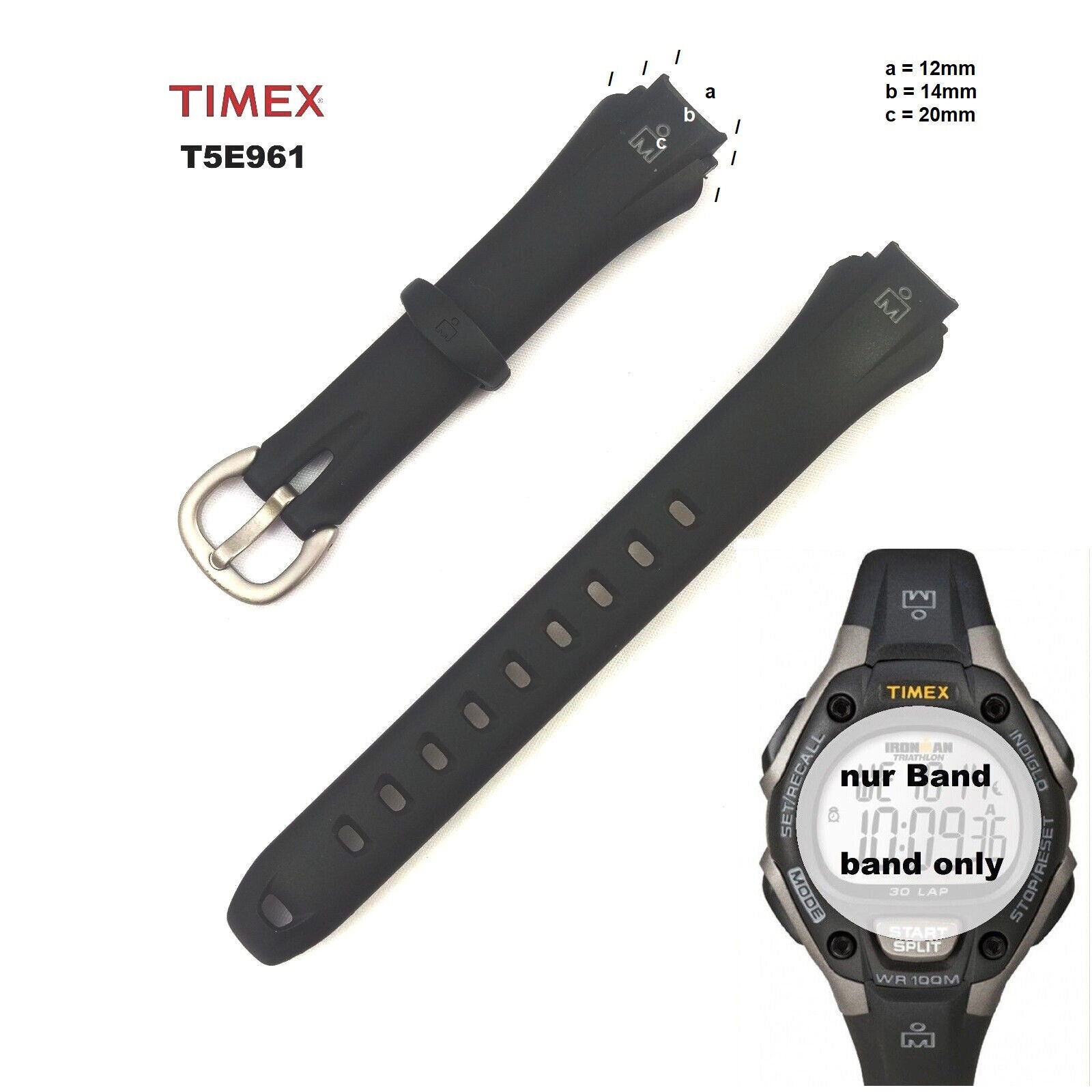 Timex Ersatzarmband T5E961 IronMan Triathlon 30 lap - 12/14/20mm - Spe ...