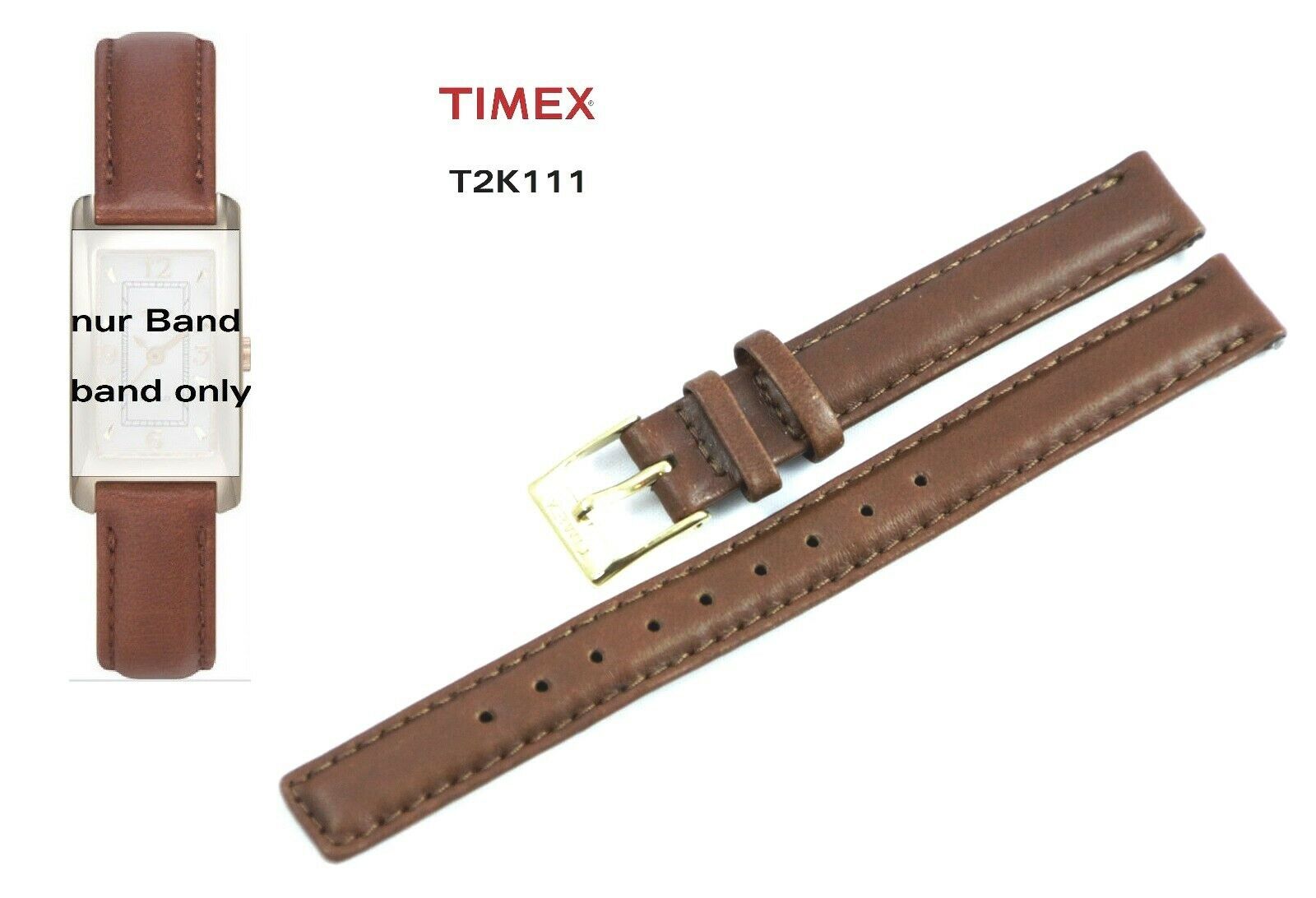 TIMEX Ersatzarmband T2K111 Rectangular Damen Ersatzband Original 12mm ...