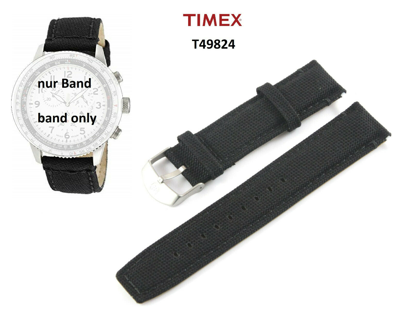 Timex Ersatzarmband T49824 Military Chrono Original Ersatzband - T4982 ...